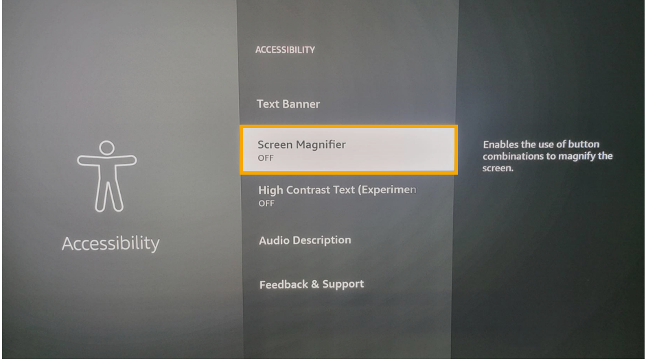 How do I access the Screen Magnifier Amazon Fire Stick Accessibility ...