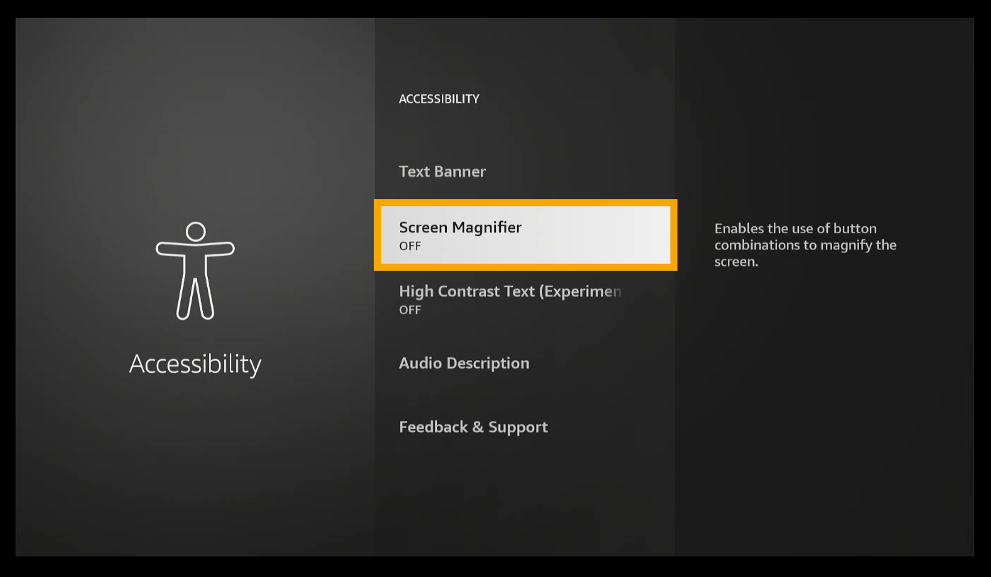 How do I access the Screen Magnifier Amazon Fire Stick Accessibility ...
