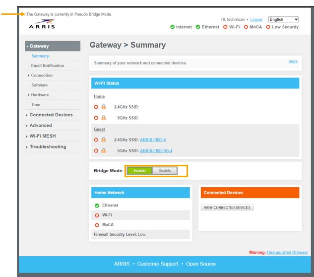 How Do I Bridge My Arris DG-3450/9450 modem?