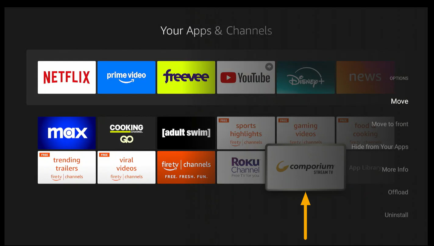 How do I customize my apps on the Firestick home screen?