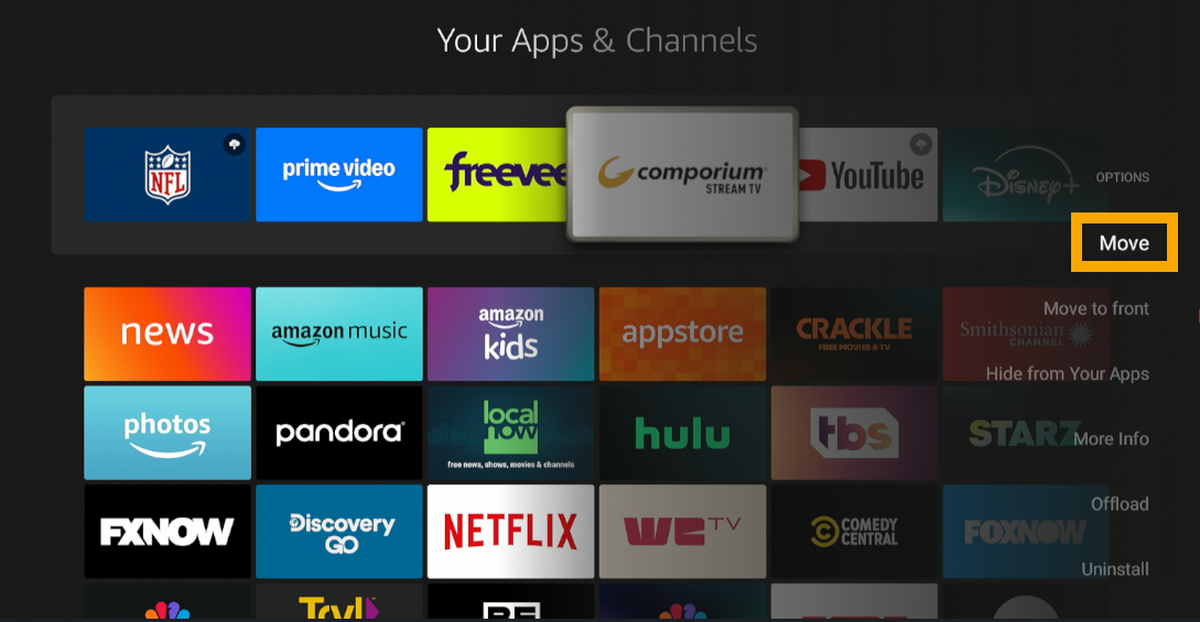How do I customize my apps on the Firestick home screen?