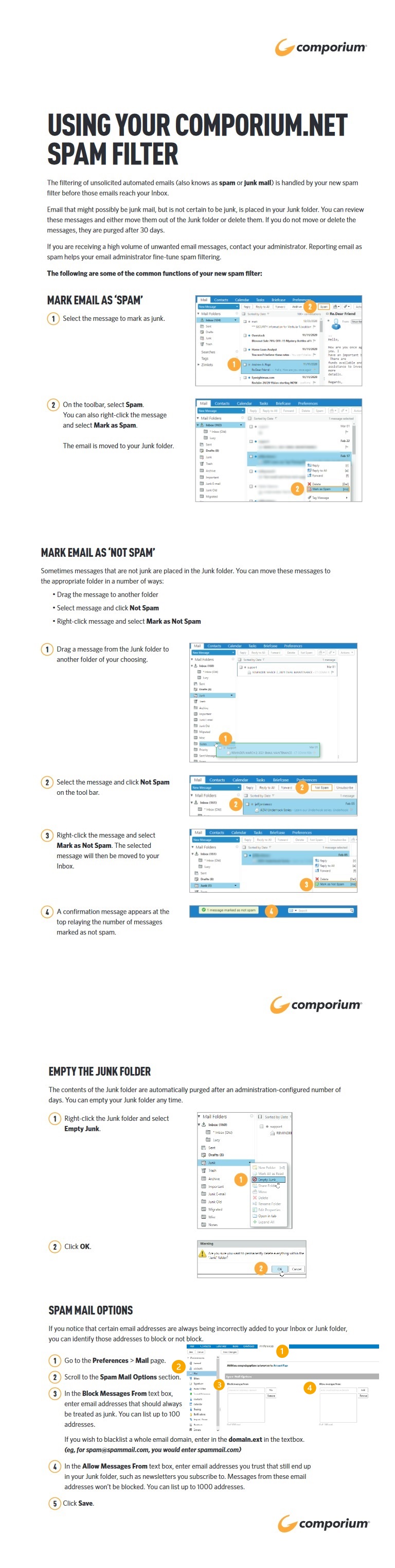 How do I manage spam and other unwanted mail using the updated email ...