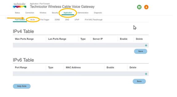 How to find SIP/ALG settings for Technicolor modem?